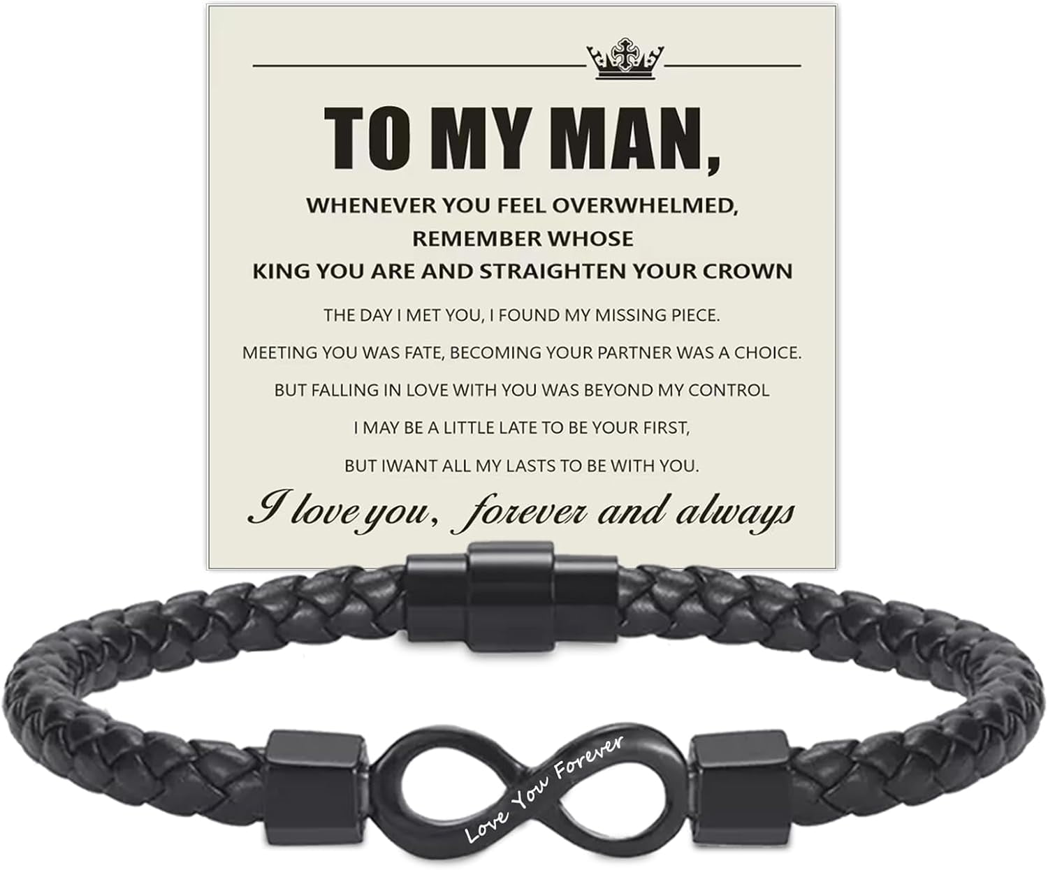 To My Man, I Love You Forever & Always Infinity Leather Bracelet, Mens ...