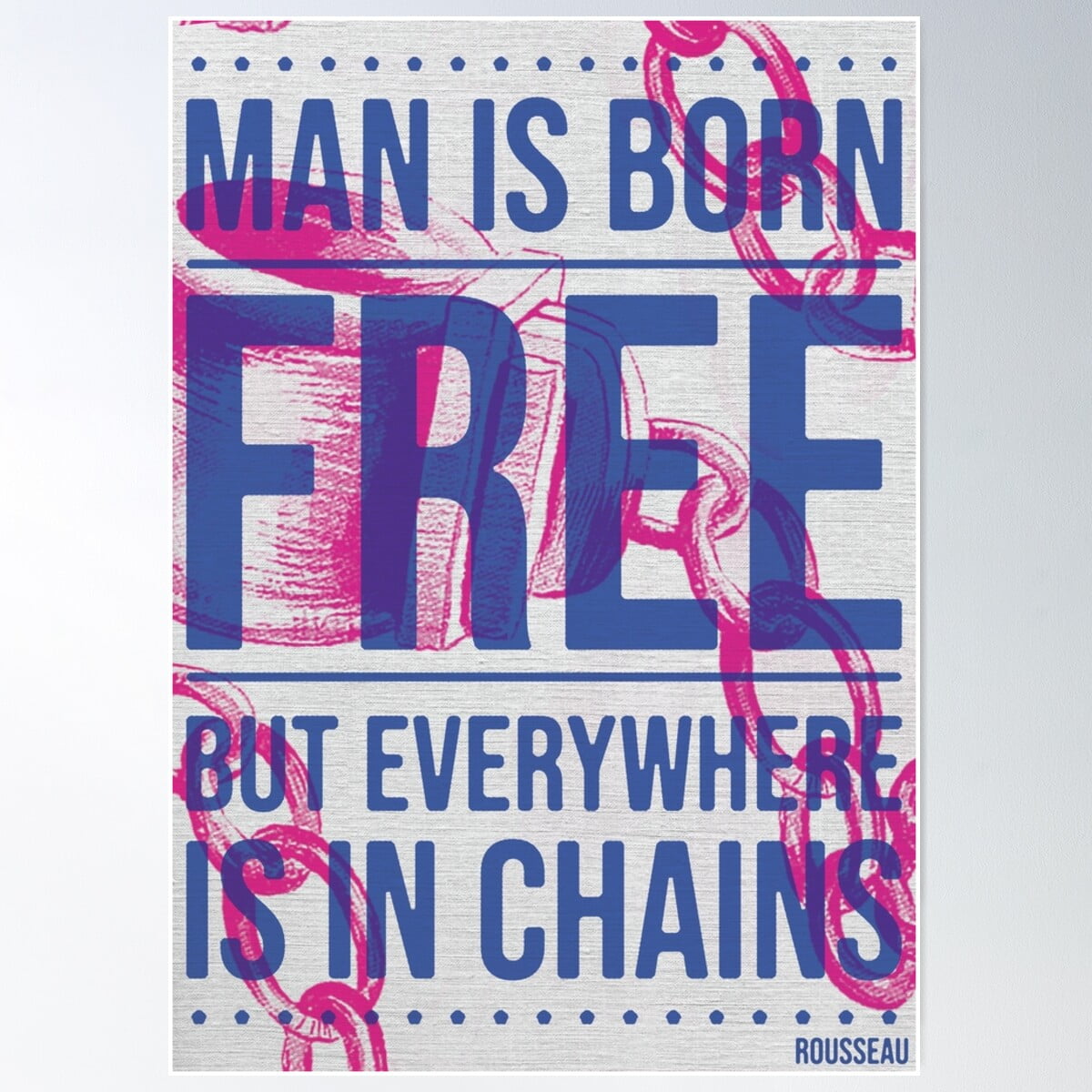 Man Is Born Free But Everywhere In Chains - Rousseau Poster Wall Art ...