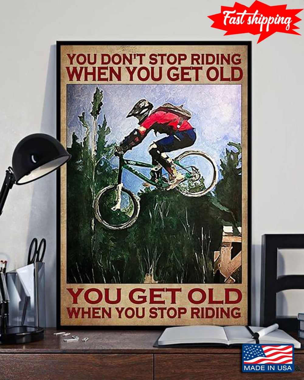 Man Jumping On His Mountain Bike You Don’t Stop Riding When You Get Old ...