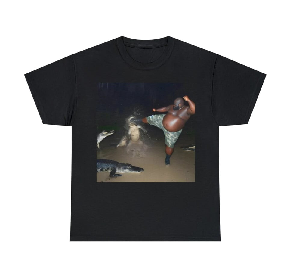 Man Kick Alligator In Swamp Shirt Tee, Gator, Crocodile, funny, viral ...