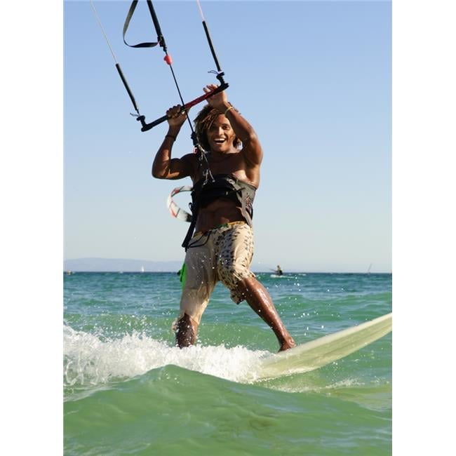 Man Kite Surfing Poster Print - 12 x 16 - Walmart.com