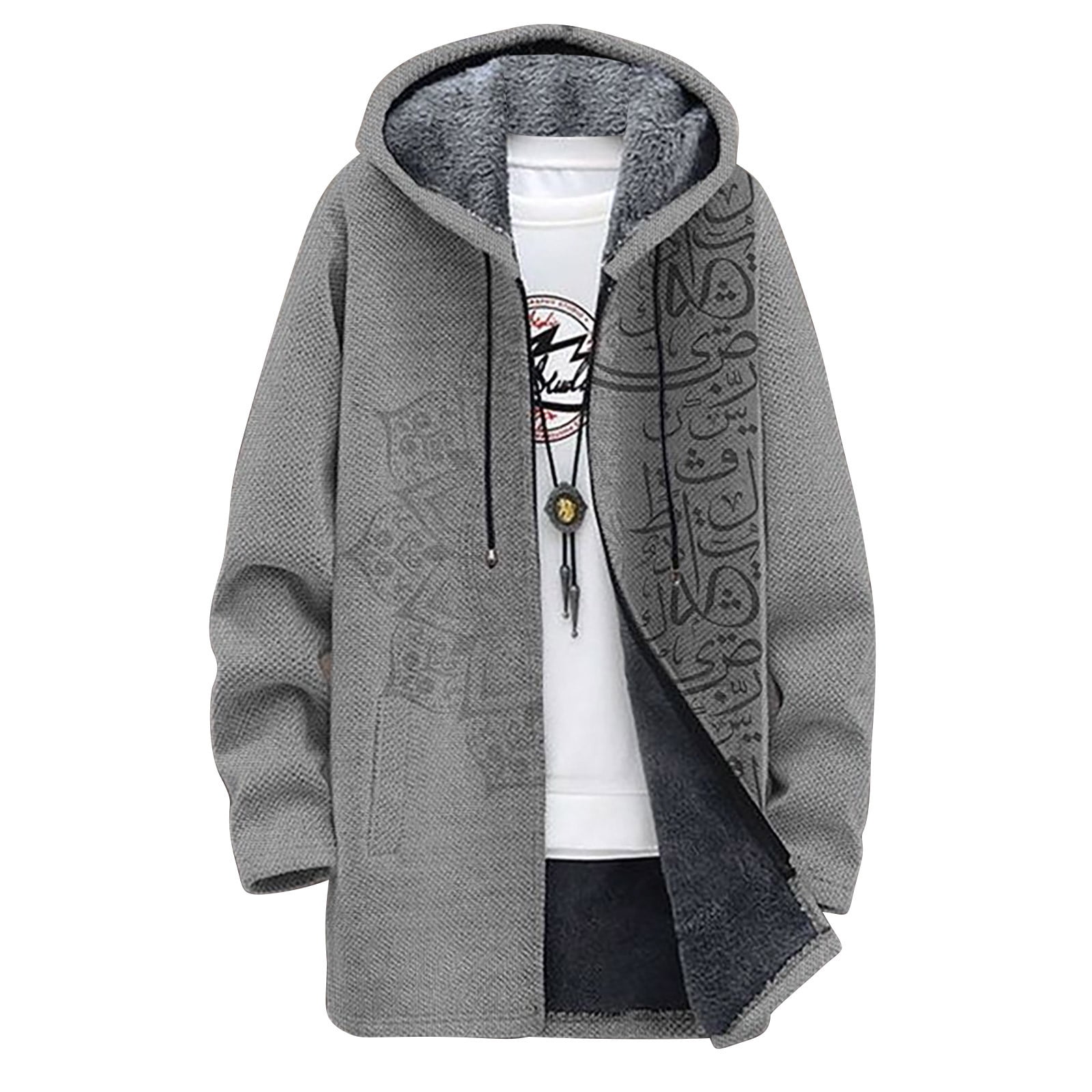 Man Long Hoods Outfits for Man Brunch Thermal Thick Hooded Basic Fall ...