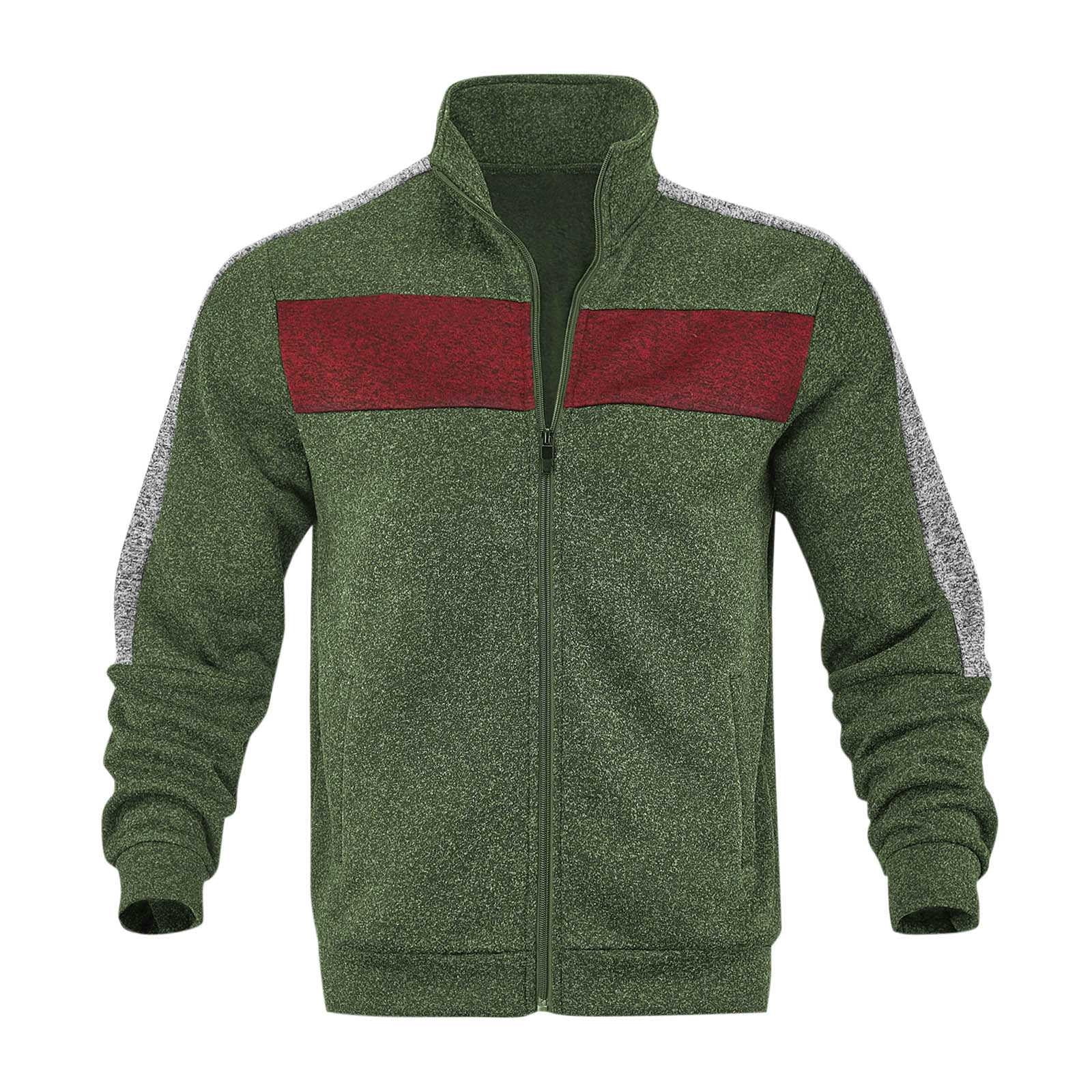 Man Long Sleeve Color Block Loose Fit Outfits for Man High Neck Lounge ...