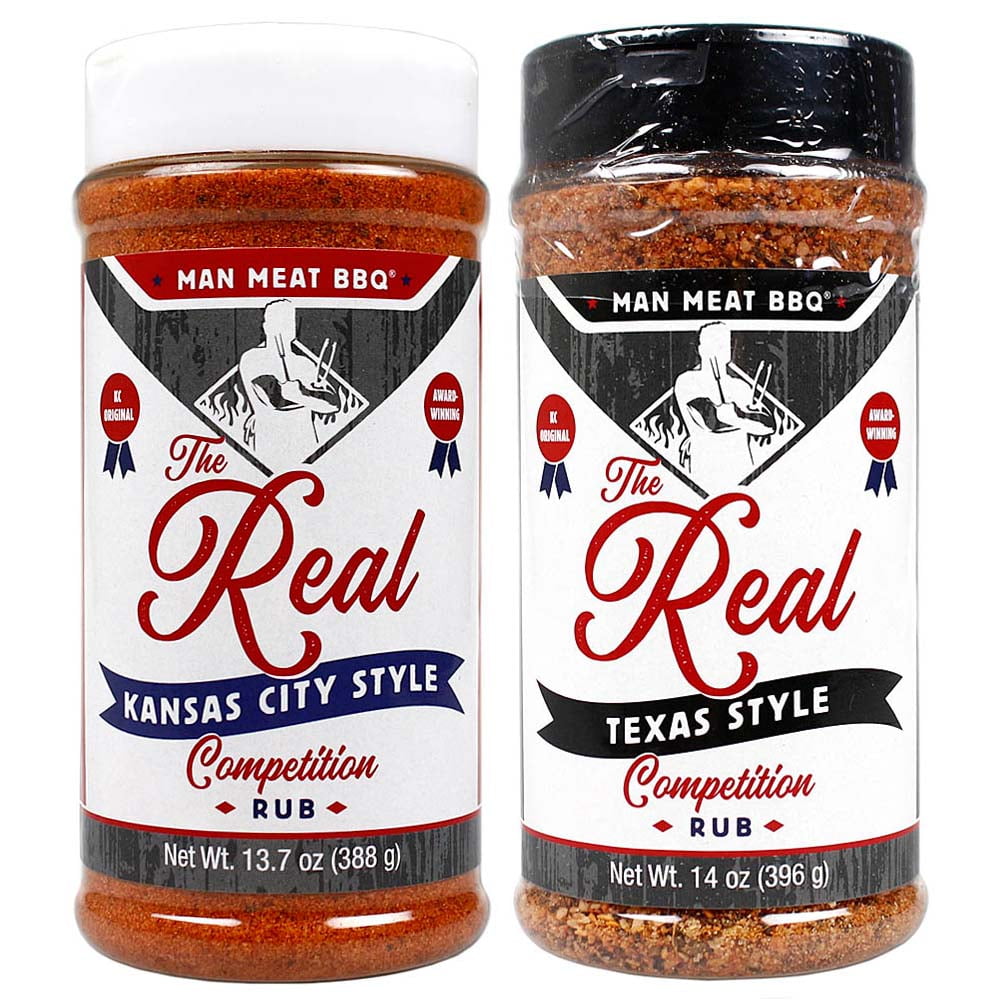 Man Meat BBQ 2 Pack KC Style Competition Rub 13.7 Oz & Texas Style Rub ...