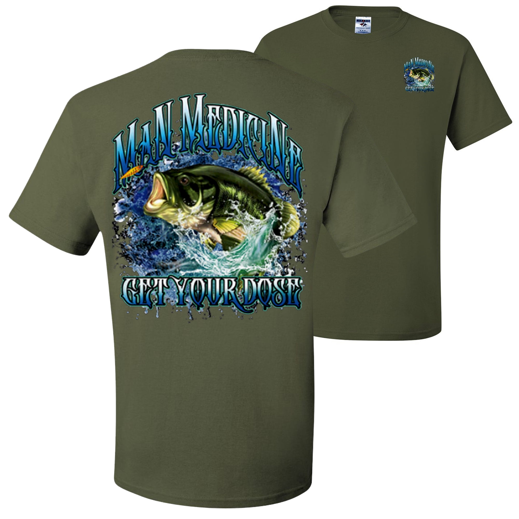 Man Medicine Largemouth Fish Lovers FRONT AND BACK Mens T-shirts ...