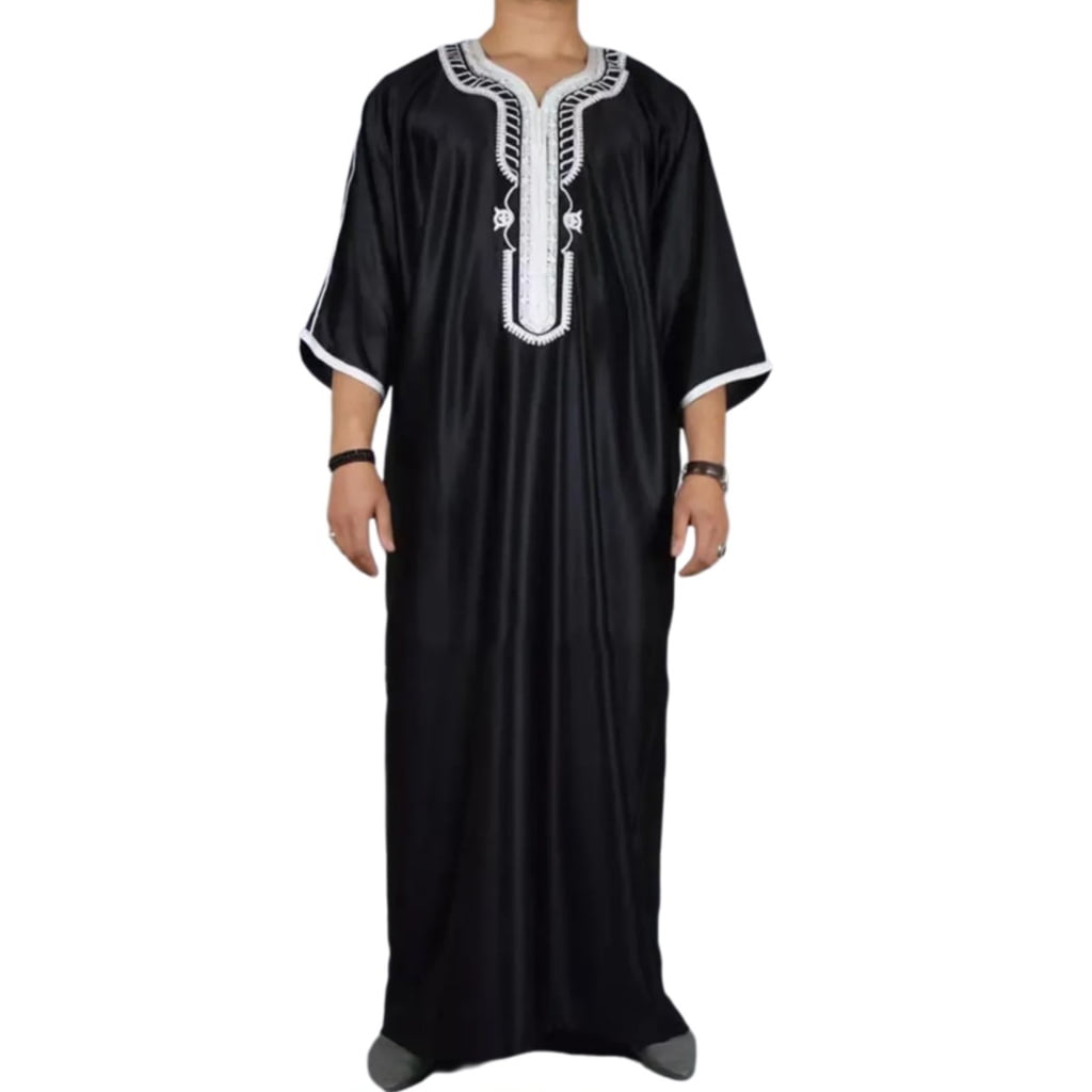 Man Muslims Clothing Short Sleeve Robe Kaftan Male Arabic Middle East ...