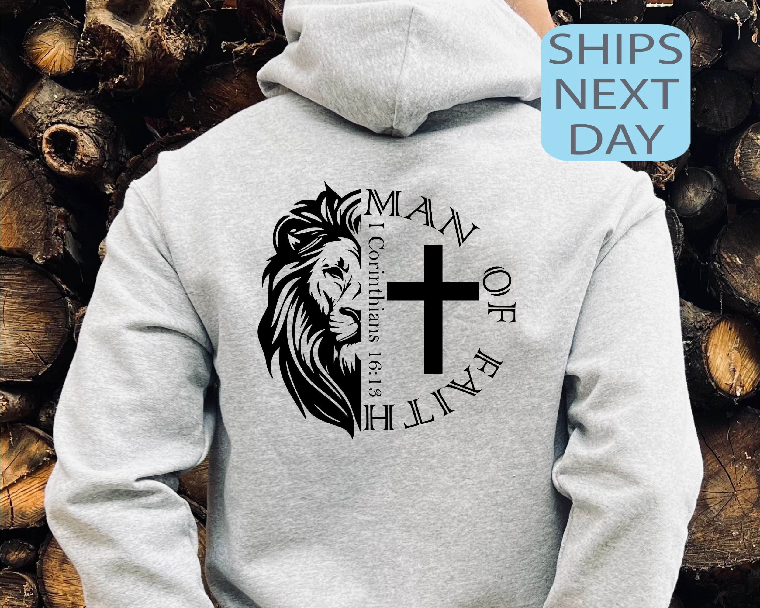 Man Of Faith Back Hoodie , Aesthetic Christian Hoodie, Men's Religious ...