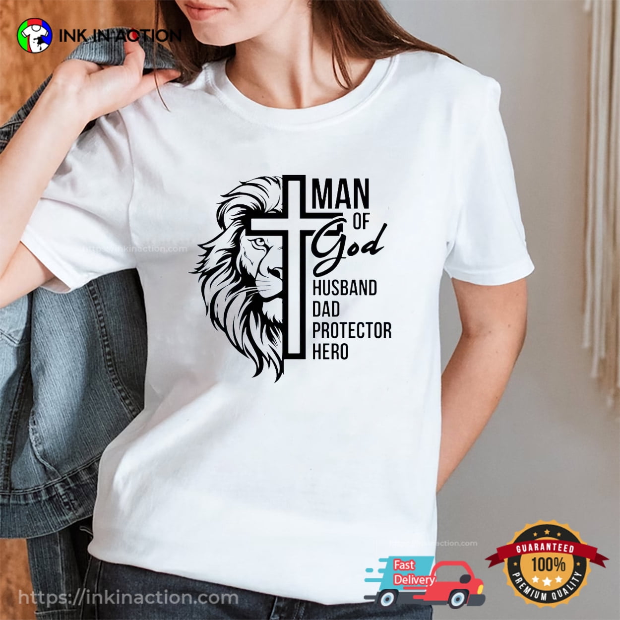 Man Of God Husband Dad Protector Hero T-shirt - Walmart.com