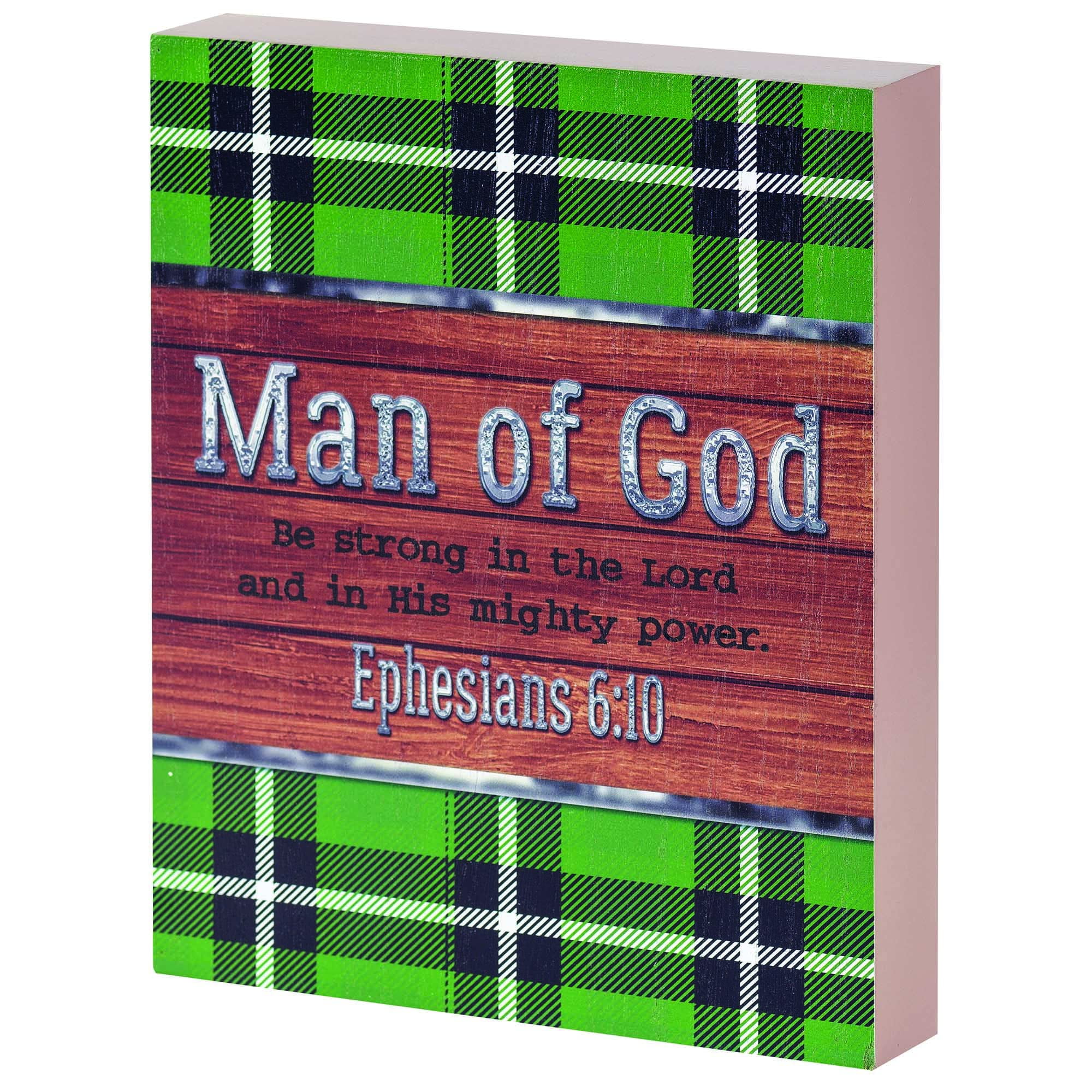 Dicksons Man of God Green Plaid 8 x 10 MDF Table Top Block Sign ...