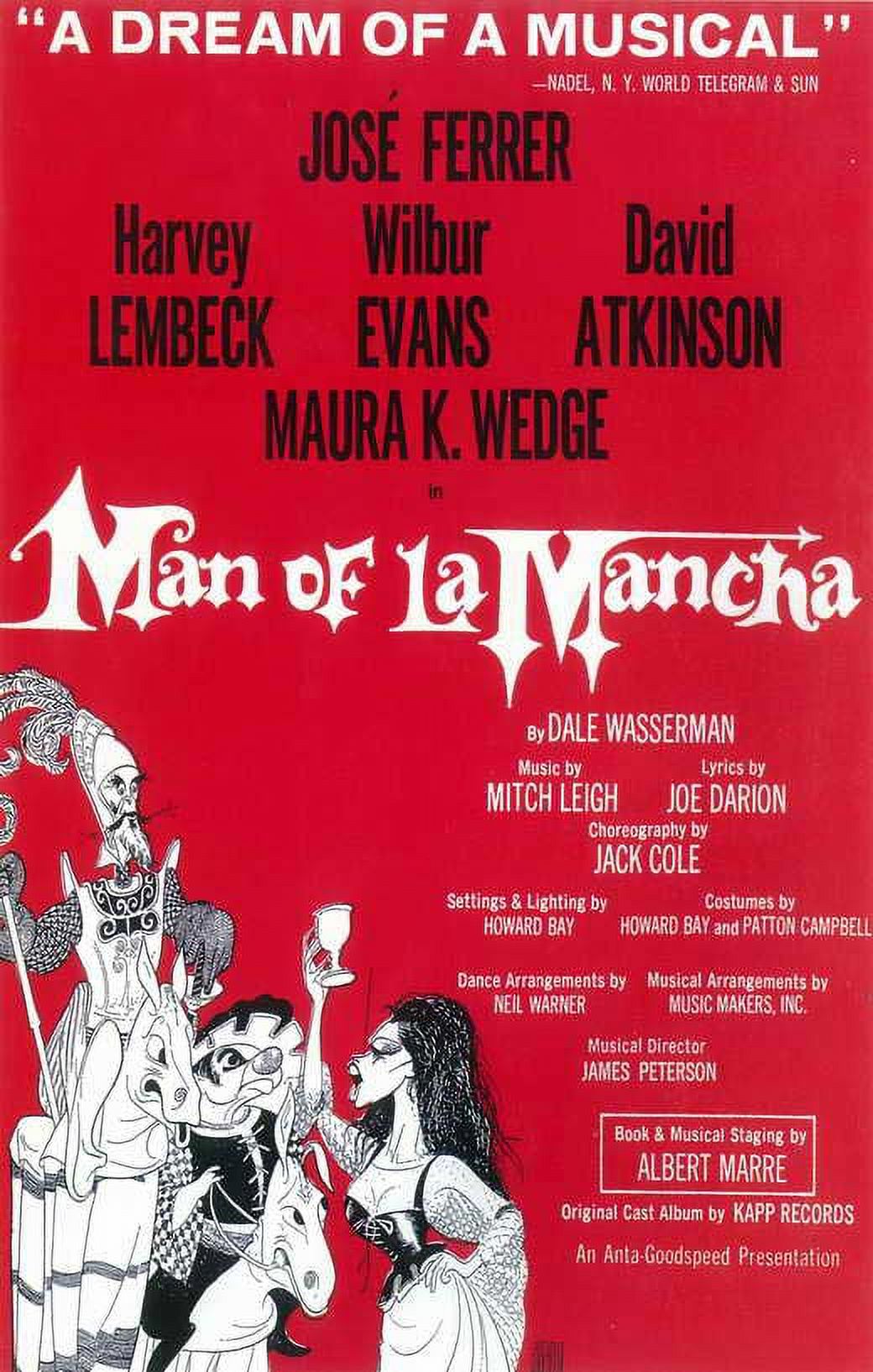 Man Of La Mancha (Broadway) - movie POSTER (Style B) (14" x 22") (1965 ...
