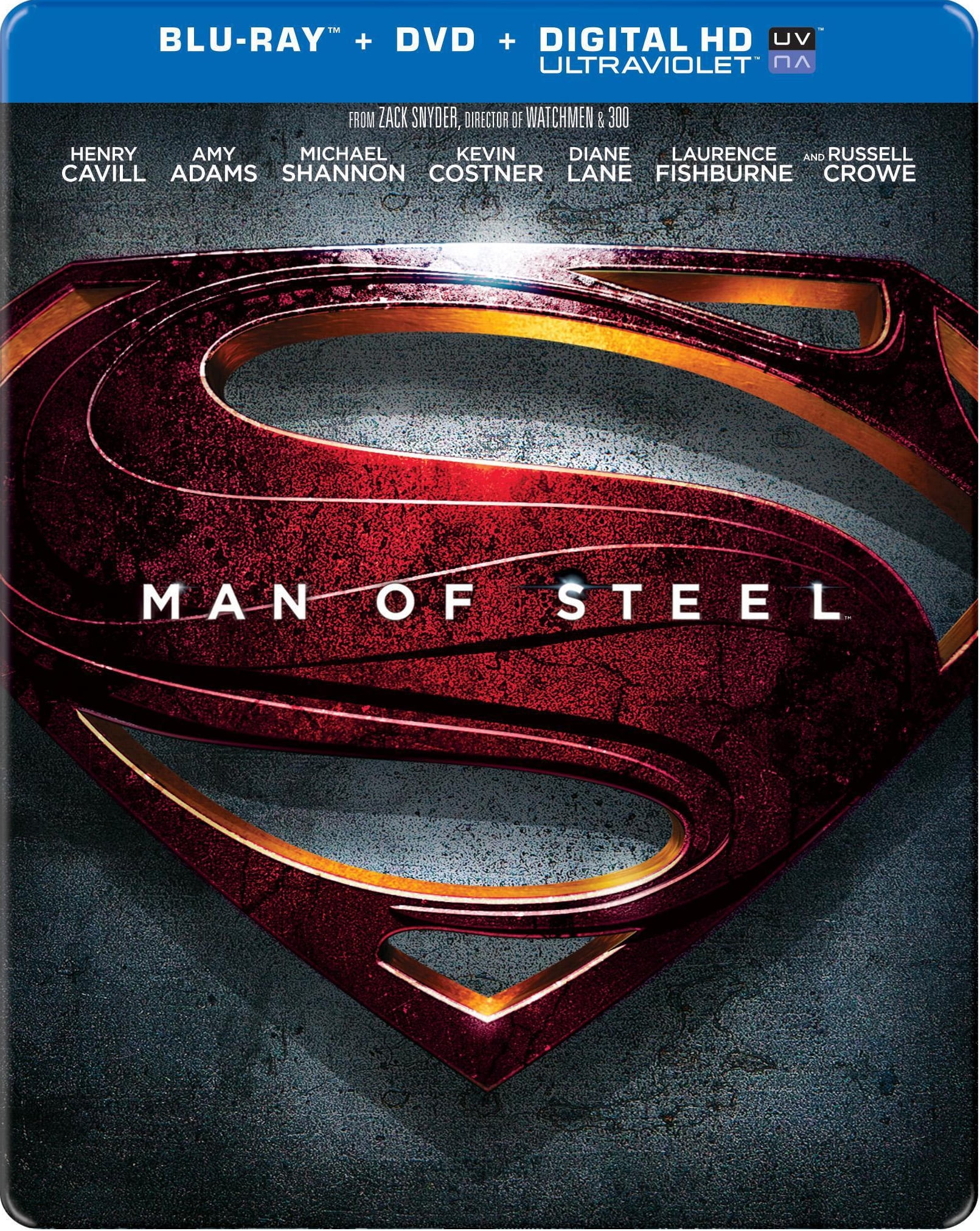 Man Of Steel Walmart Exclusive Steelbook (Blu-ray + DVD + Digital Copy ...