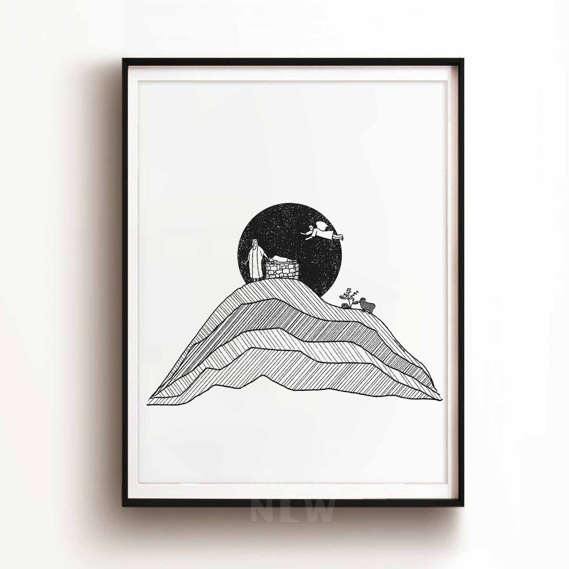 Abraham Sacrifices Isaac, Christian Modern Minimalistic Art Genesis 22 ...