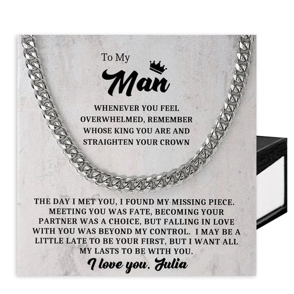 To My Man Promise Necklace, Cuban Link Chain For Him, Boyfriend ...