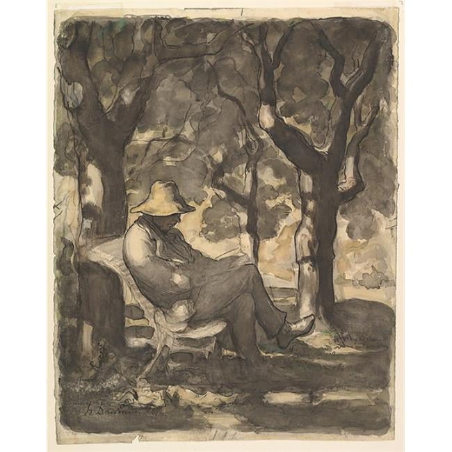 A Man Reading in A Garden - Recto - Preliminary Sketch for A Man Reading in A Garden - Verso ...