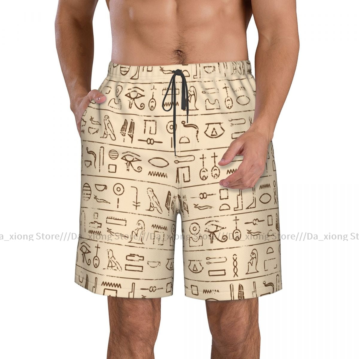 Man Swimwear Egyptian Hieroglyphics Swim Shorts Trunks Beach Board ...