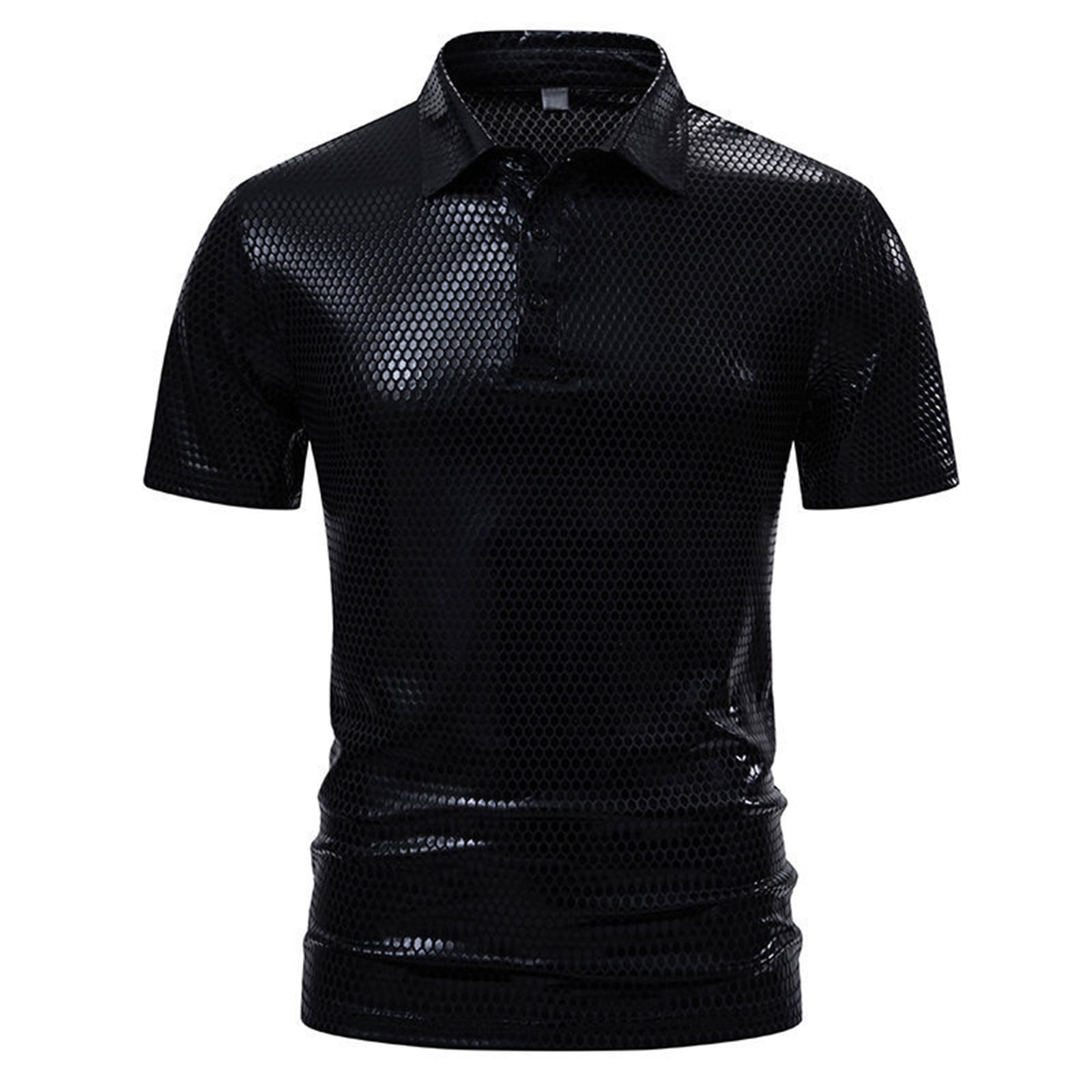Man Tshirts Collared Turtle Neck Tee Tops for Man Short Sleeve Disco ...