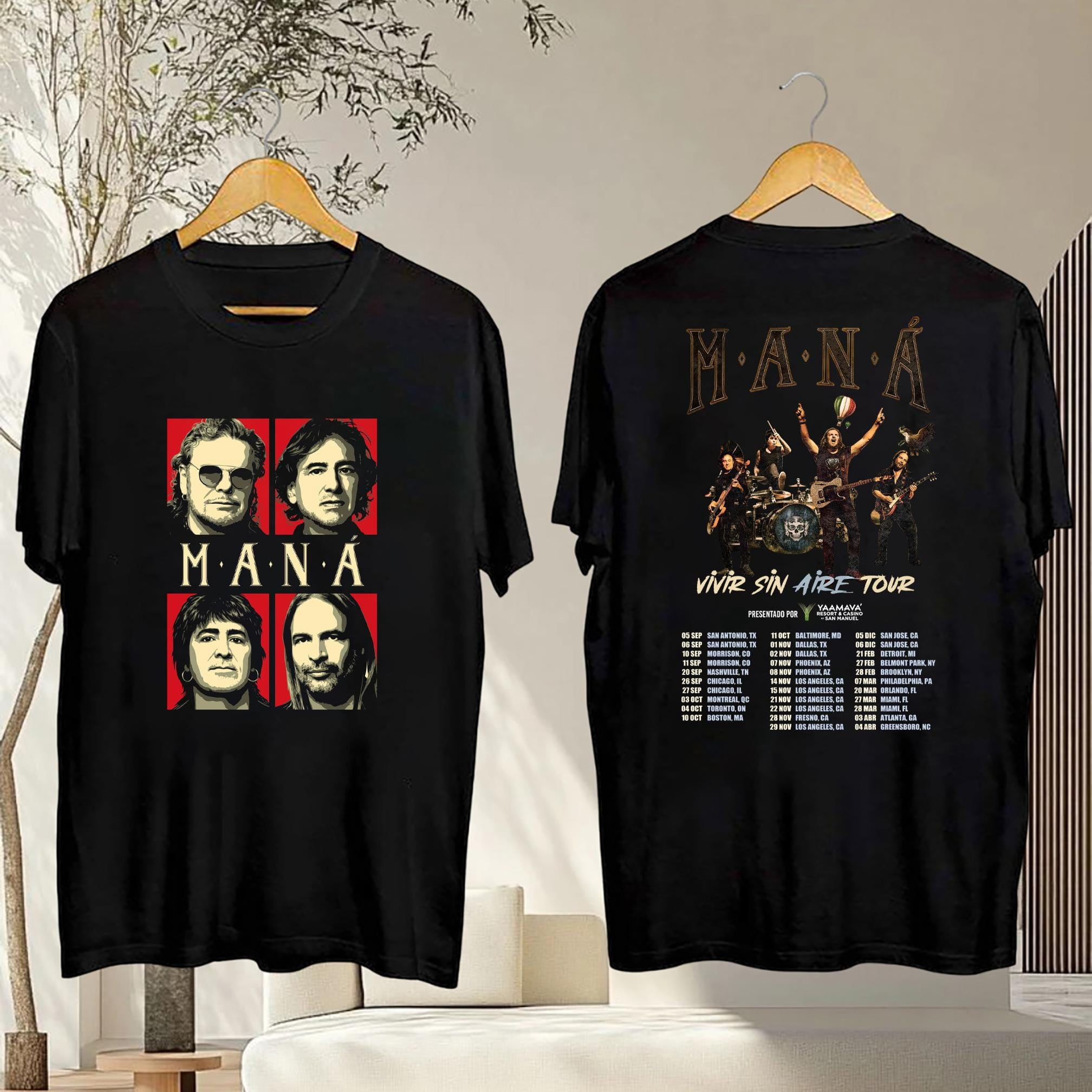 Maná Vivir Sin Aire Tour 2025 T-Shirt, Mana Band Tour 2025 T-Shirt ...