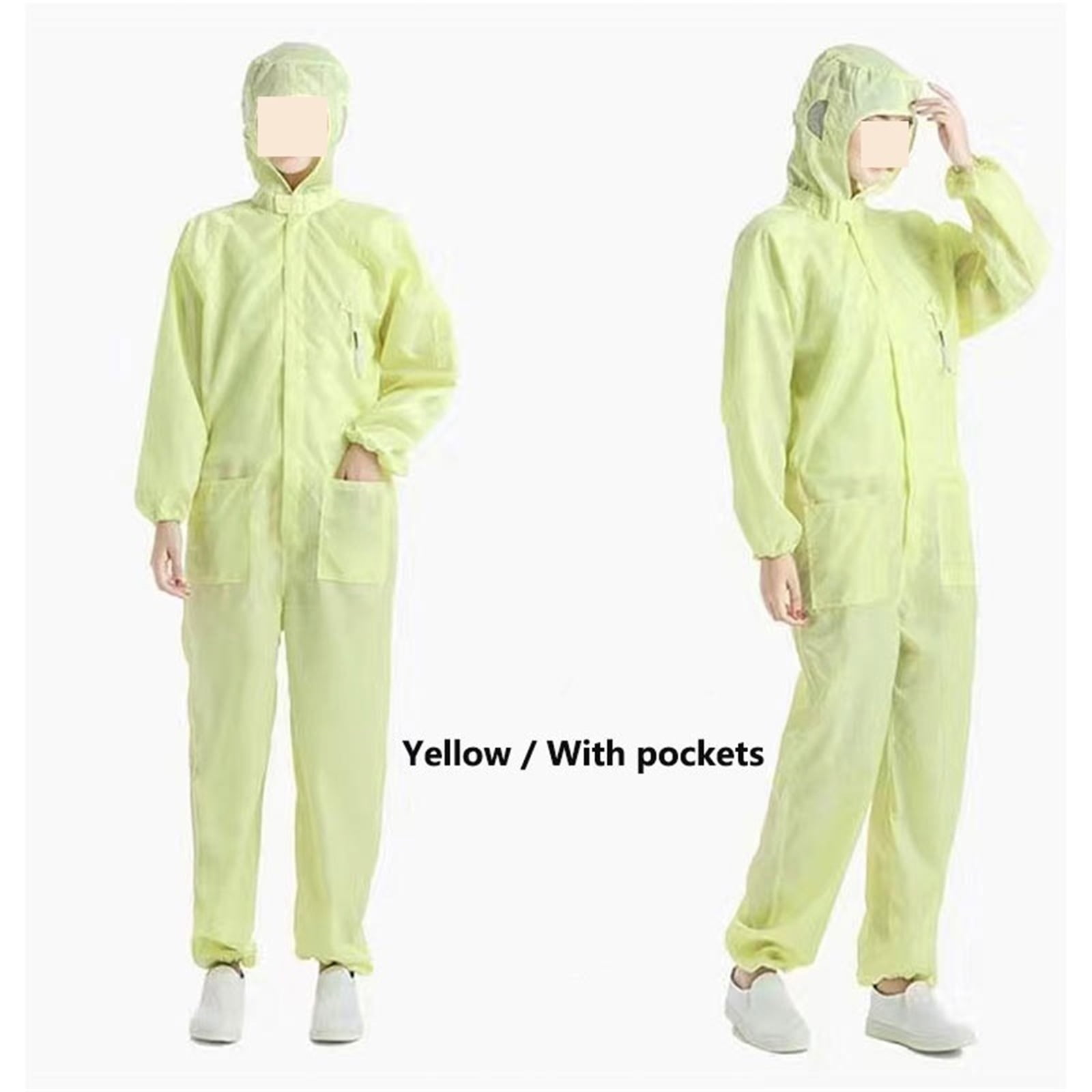 Man Woman Dust-proof Anti Static Hooded Cleanroom Garment Paint Uniform ...