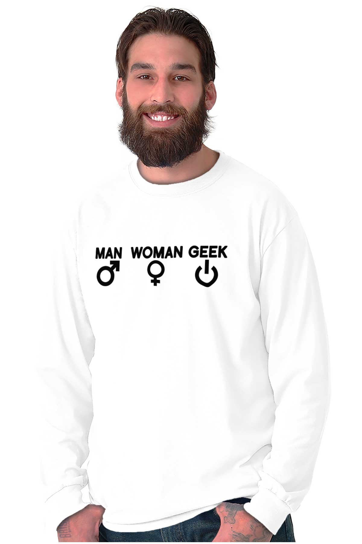 Man Woman Geek Geeky Cute Nerdy Gamer Long Sleeve TShirt Men Women ...
