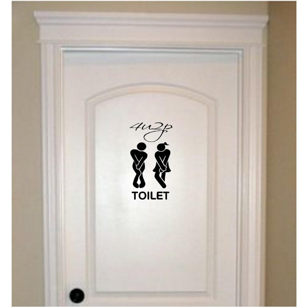 Man Woman Toilet 4u2p Bathroom Washroom WC Decal Restroom Decor Art ...