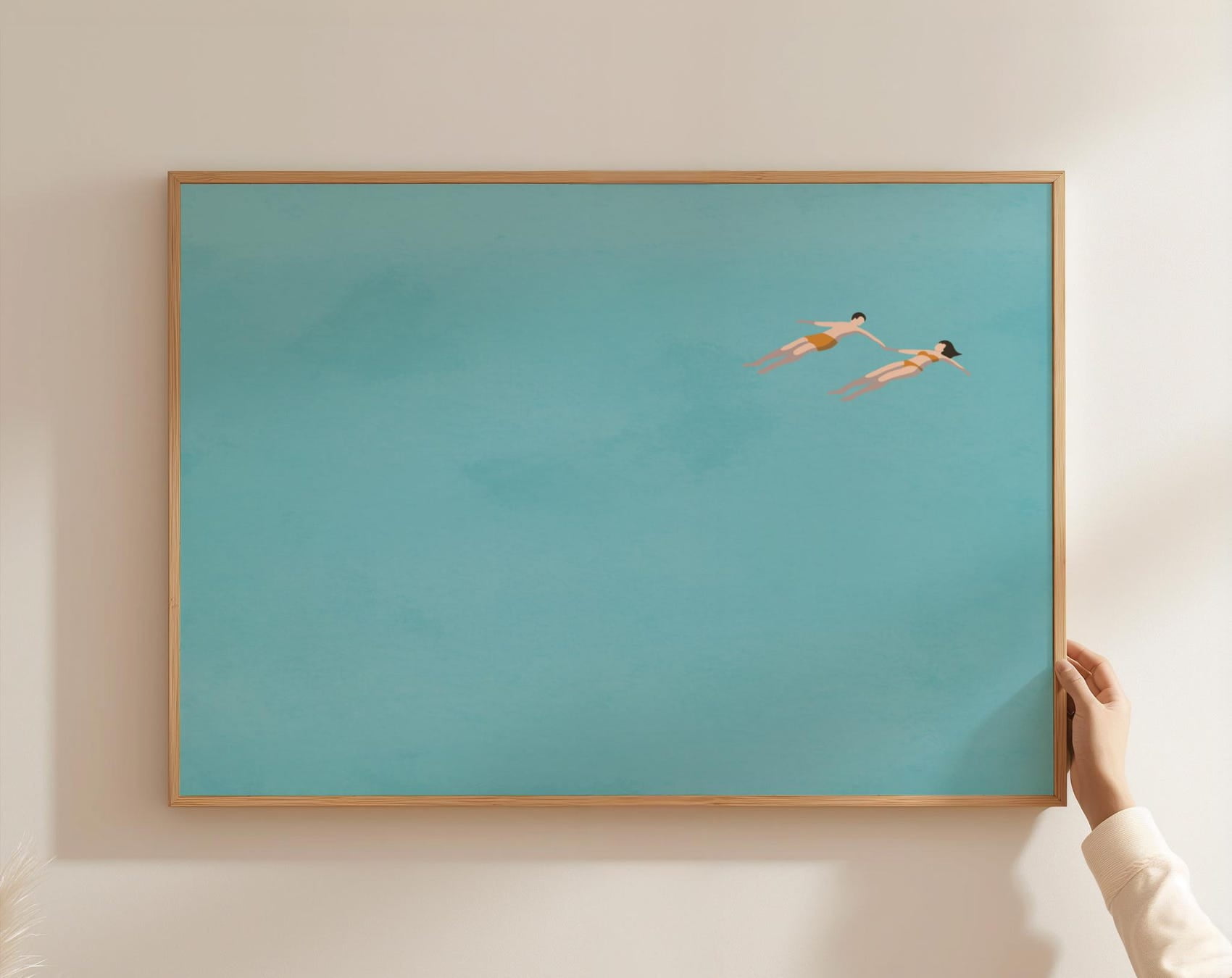 Man and Woman Floating in Pool | Couple Swimming Wall Art Horizontal ...