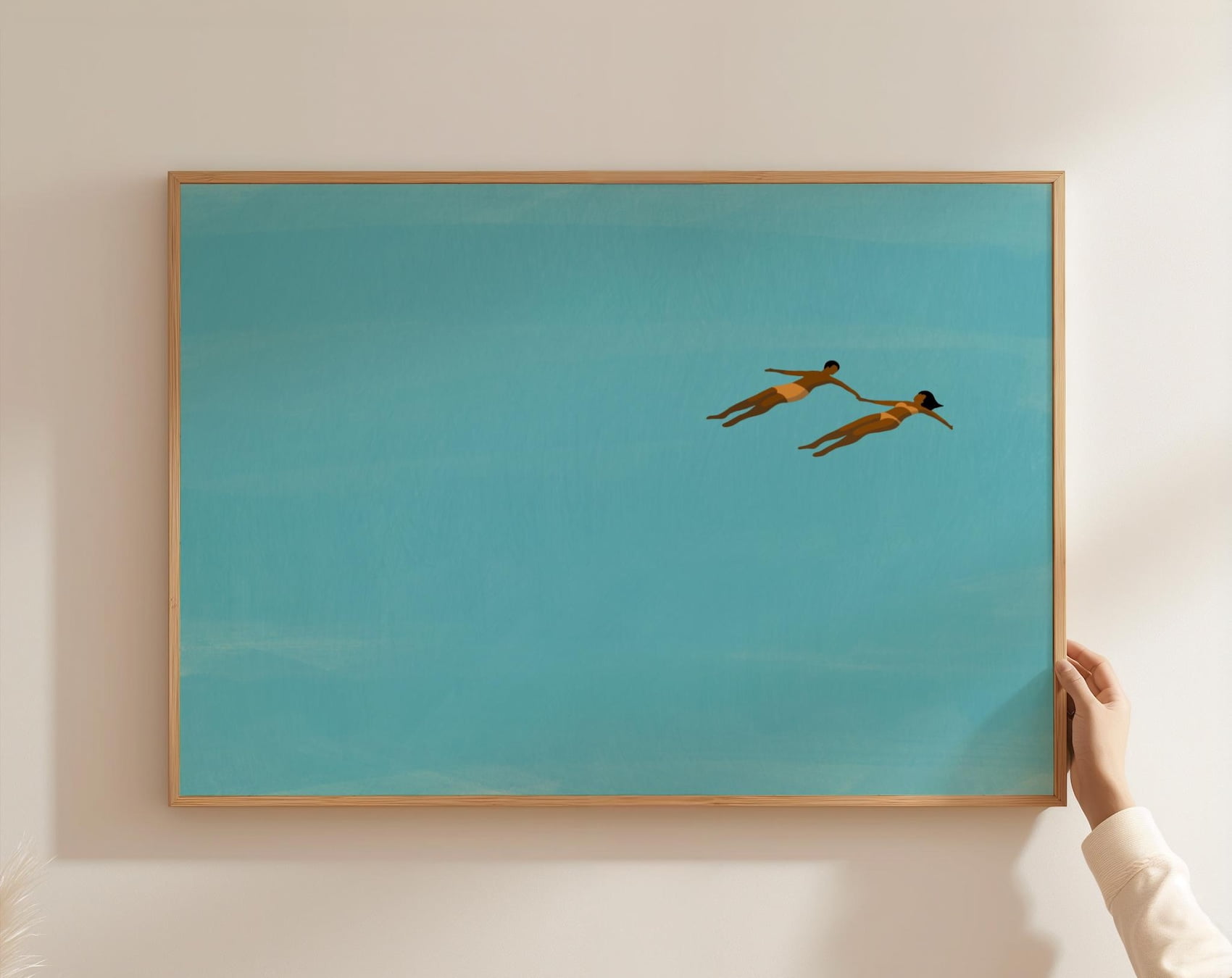 Man and Woman Floating in Pool | Couple Swimming Wall Art Horizontal ...