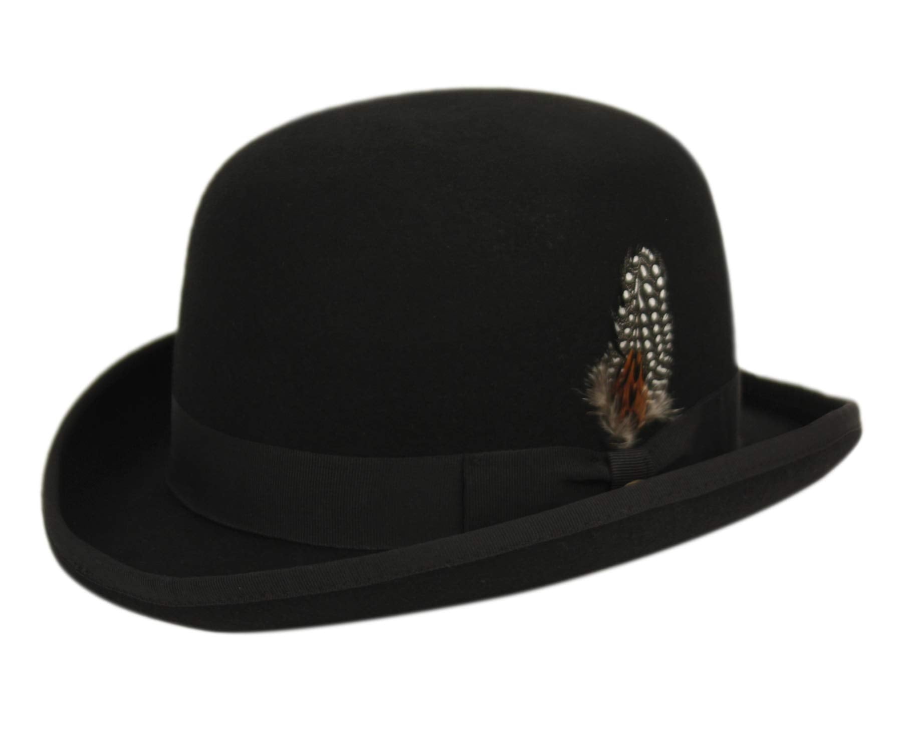 Man's Roll Up Brim Wool Felt Bowler Derby Fedora Hat - Walmart.com