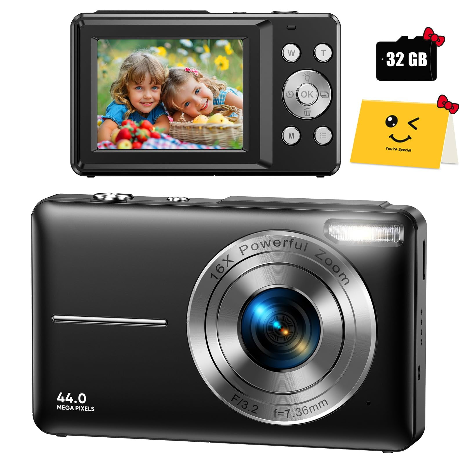 ManYmbyan Digital Camera, FHD 1080P Kids Camera 44MP Point and Shoot ...