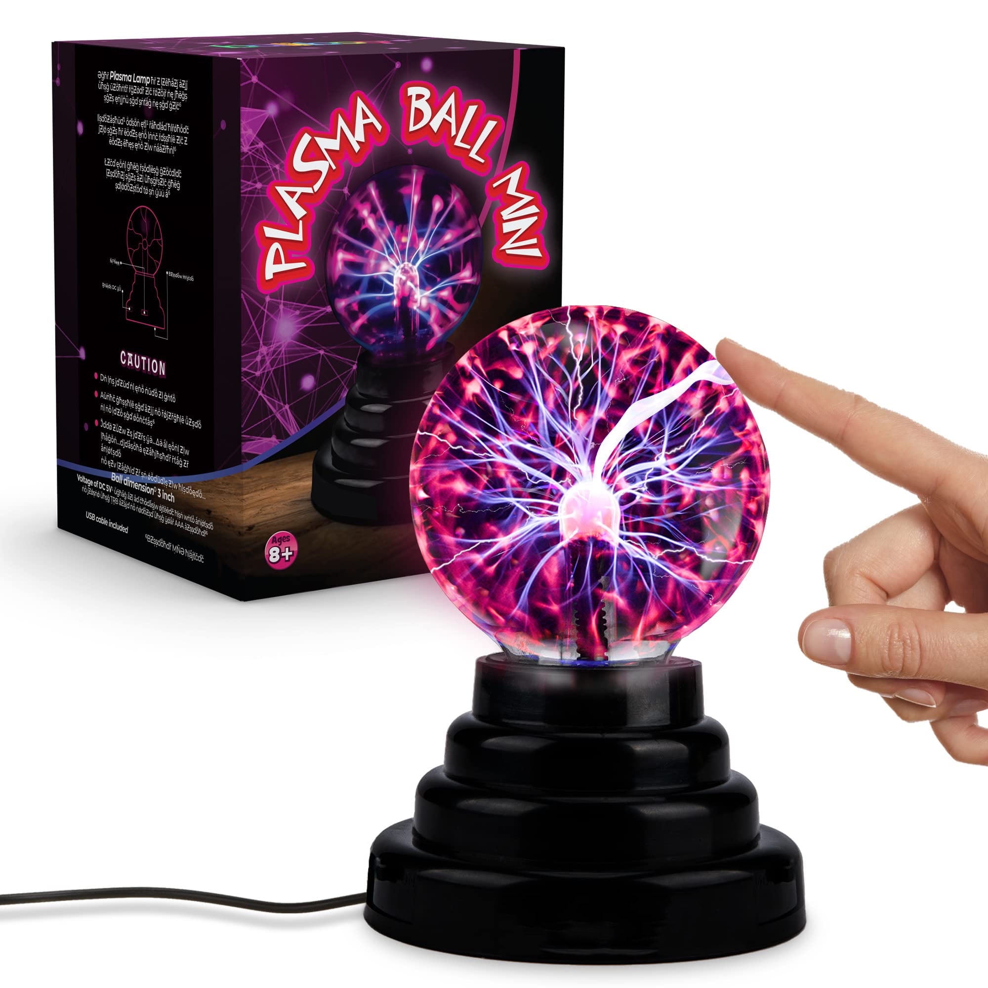 ManYmbyan Plasma Ball Light, 2.5 Inches | Touch Activated Lightning ...