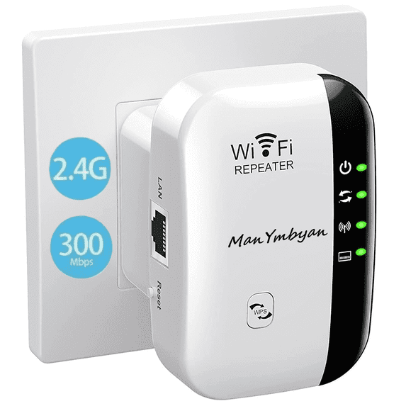 ManYmbyan WiFi Extender Signal Booster, 3000sq.ft Coverage, 30 Devices, Repeater and AP Modes ...