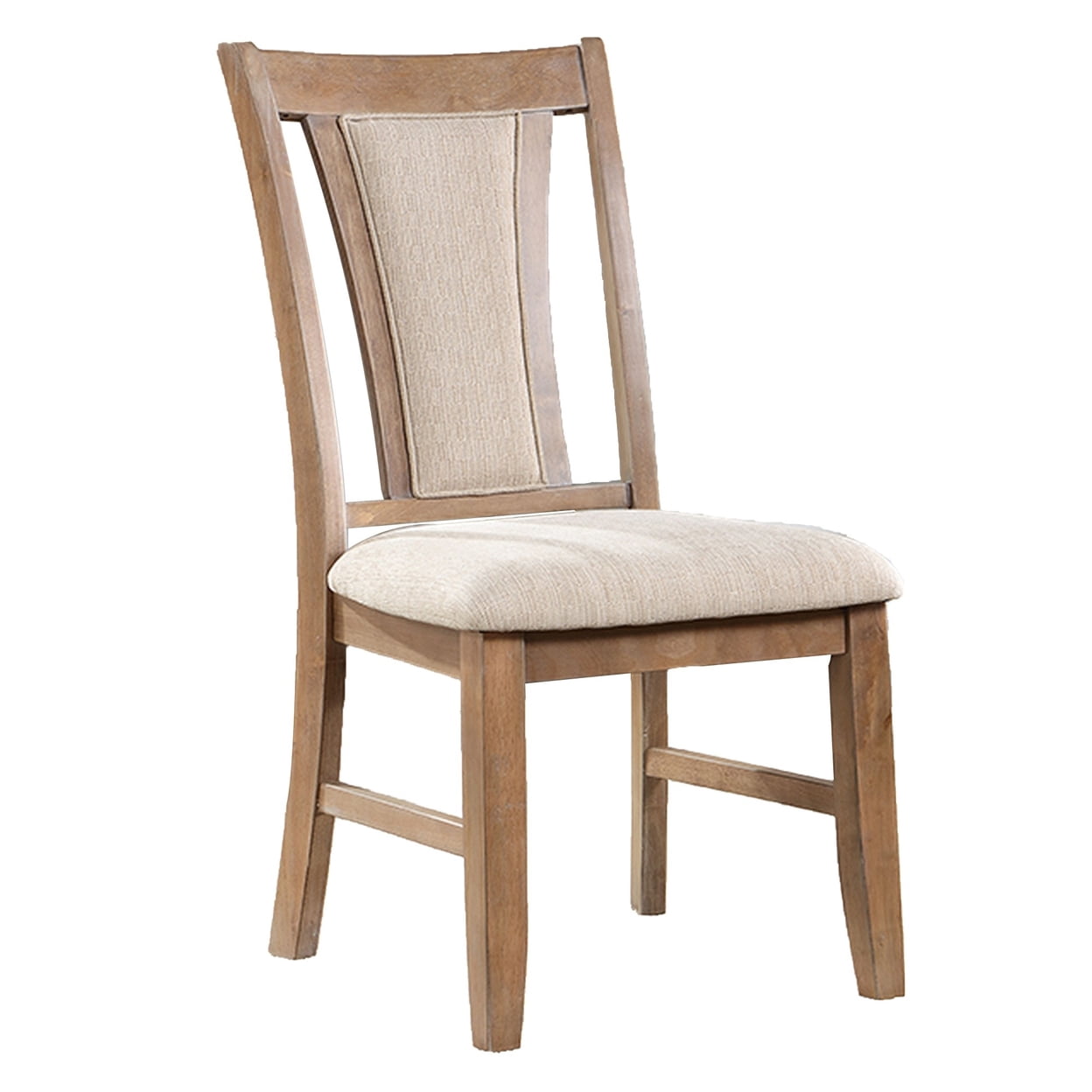Mana 20 Inch Wood Dining Chair Set of 2 Beige Fabric Rich Brown Frame ...
