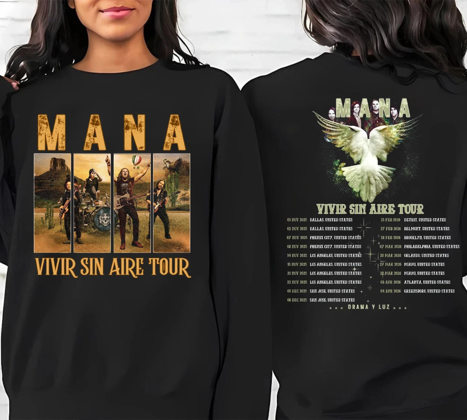 Mana Band Tour 2025-2026 Shirt, Mana Vivir Sin Aire Tour Sweatshirt ...