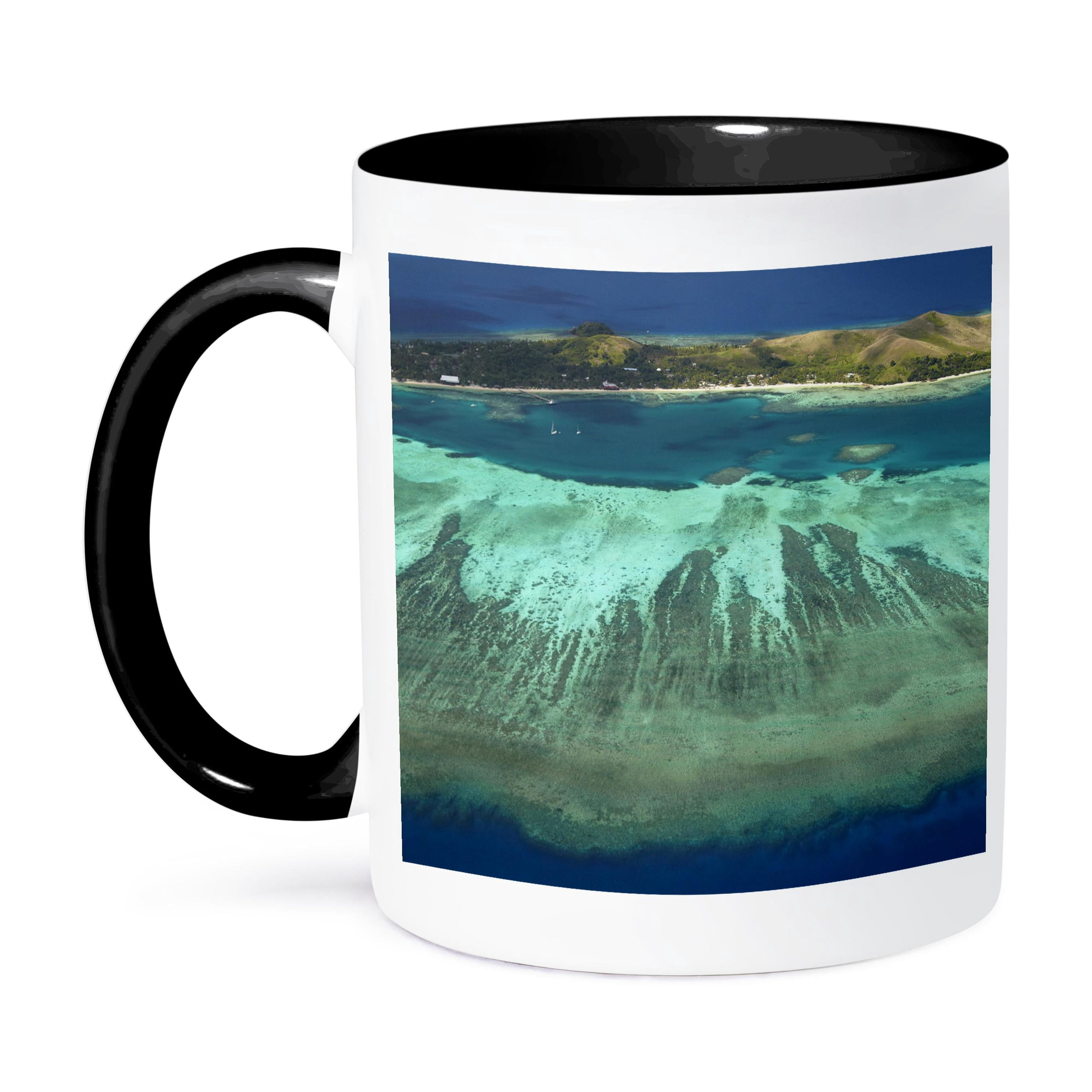 3dRose, Mana Island and coral reef, Mamanuca Islands, Fiji - OC01 ...