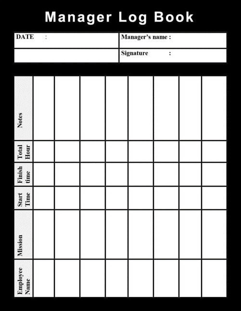 Manager Log Book : supervisors and managers log book, to rack employees ...