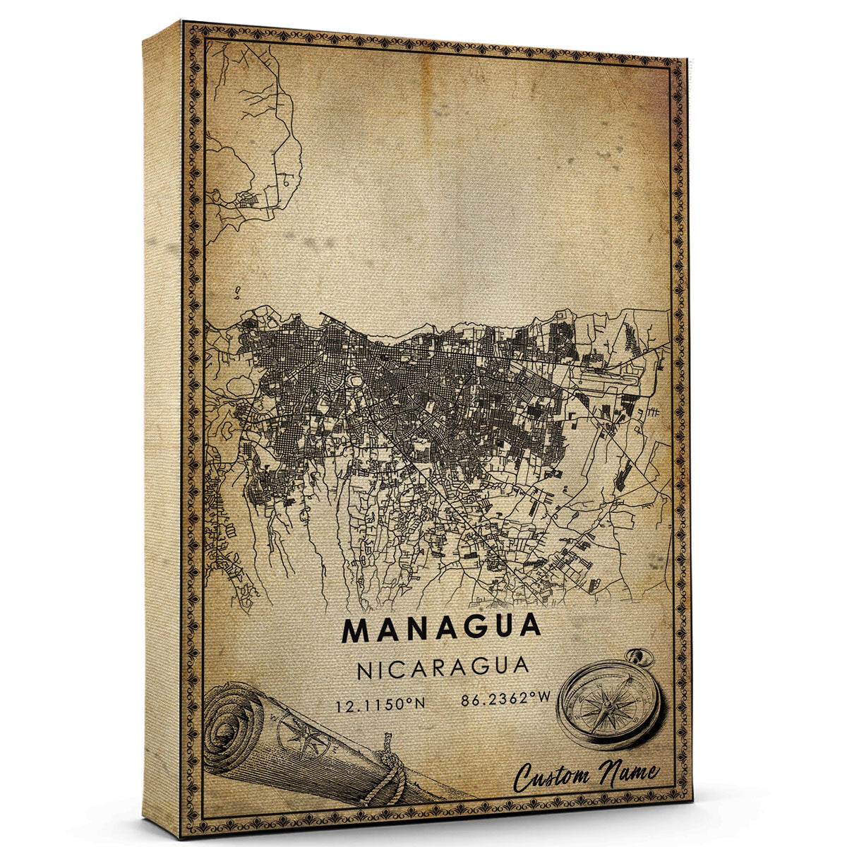 Managua Map Poster, Nicaragua Map Art Poster, Canvas, Managua Map City ...