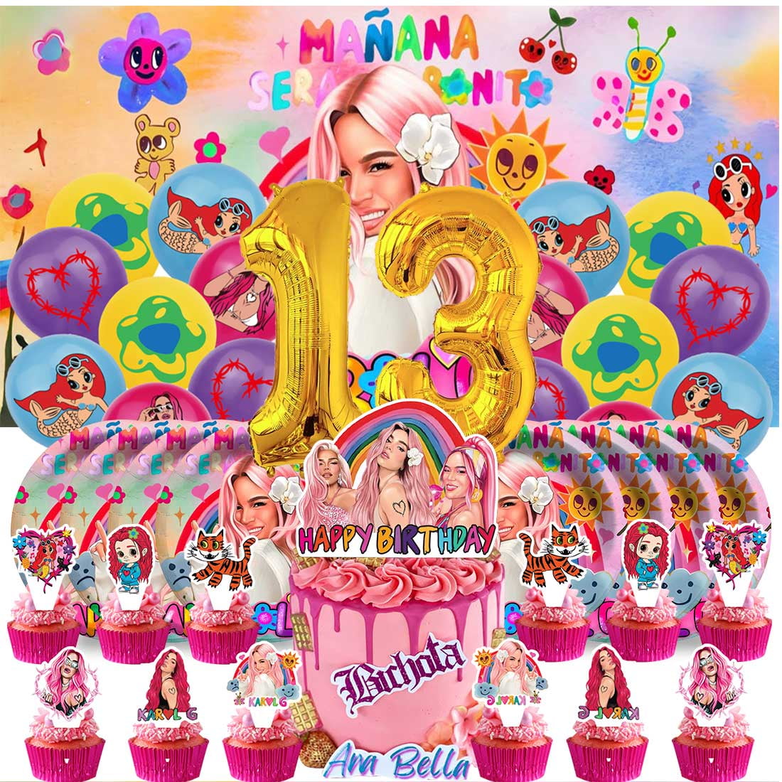 Manana Sera Bonito KAROL G Balloons Party Supplies 13th Decor Tableware ...