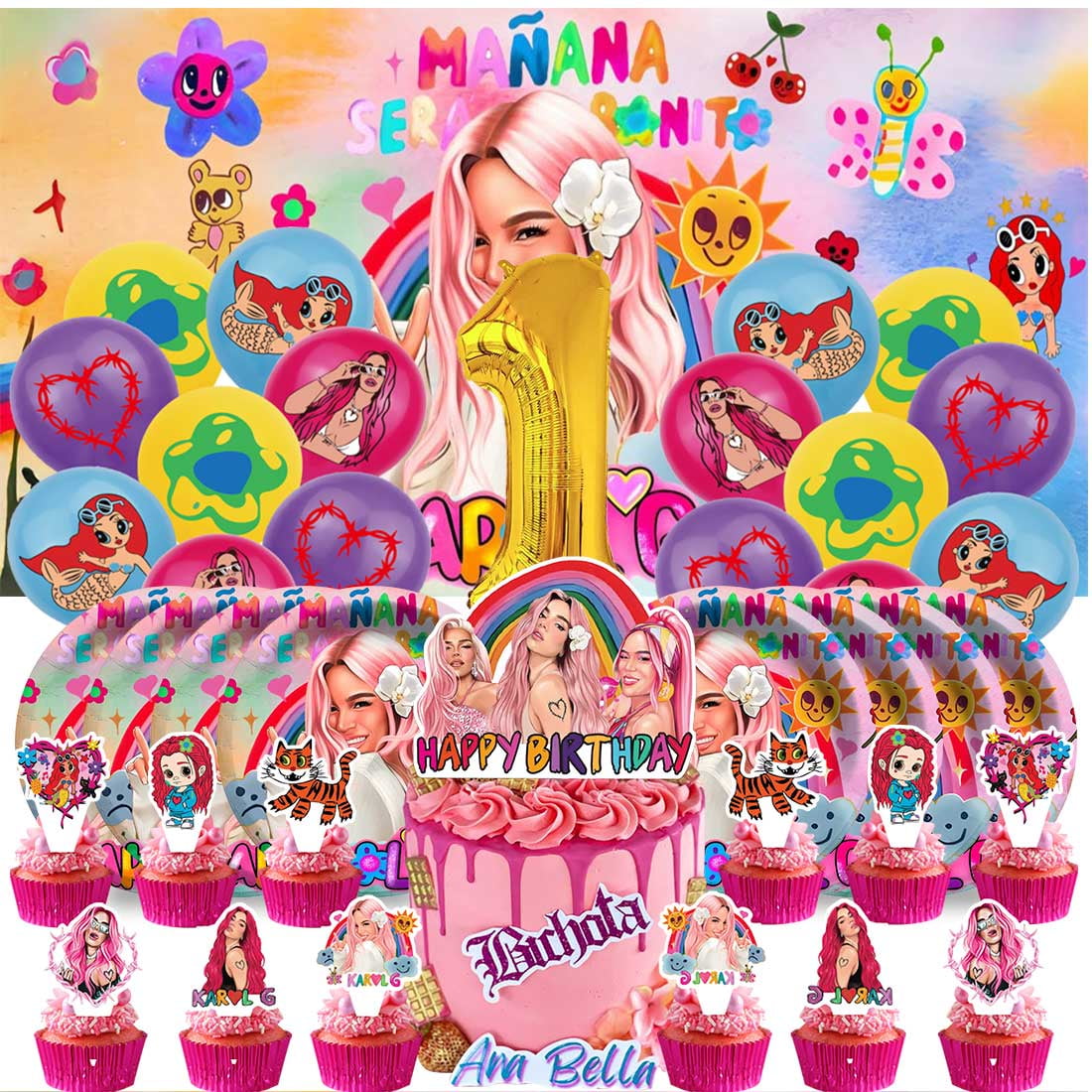 Manana Sera Bonito KAROL G Balloons Party Supplies 1st Decor Tableware Birthday Cake Topper ...