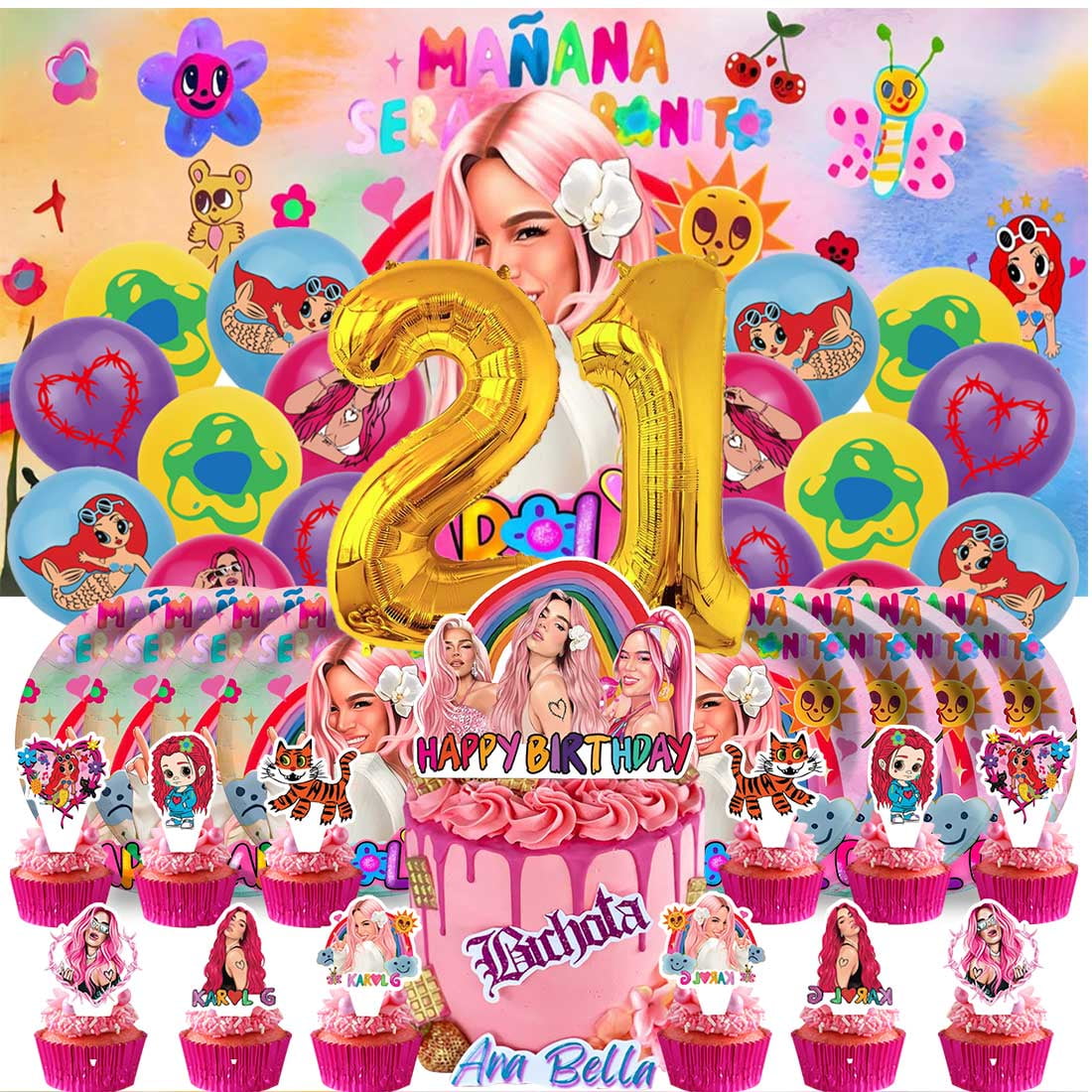 Manana Sera Bonito KAROL G Balloons Party Supplies 21th Decor Tableware ...