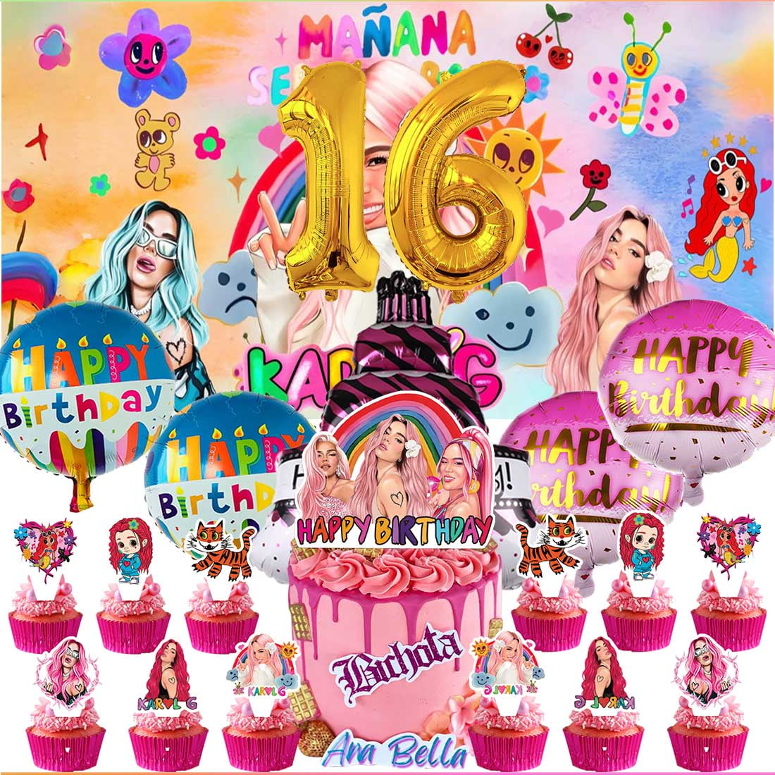 Manana Sera Bonito KAROL G Party Supplies Decor 16th Kit Balloons ...