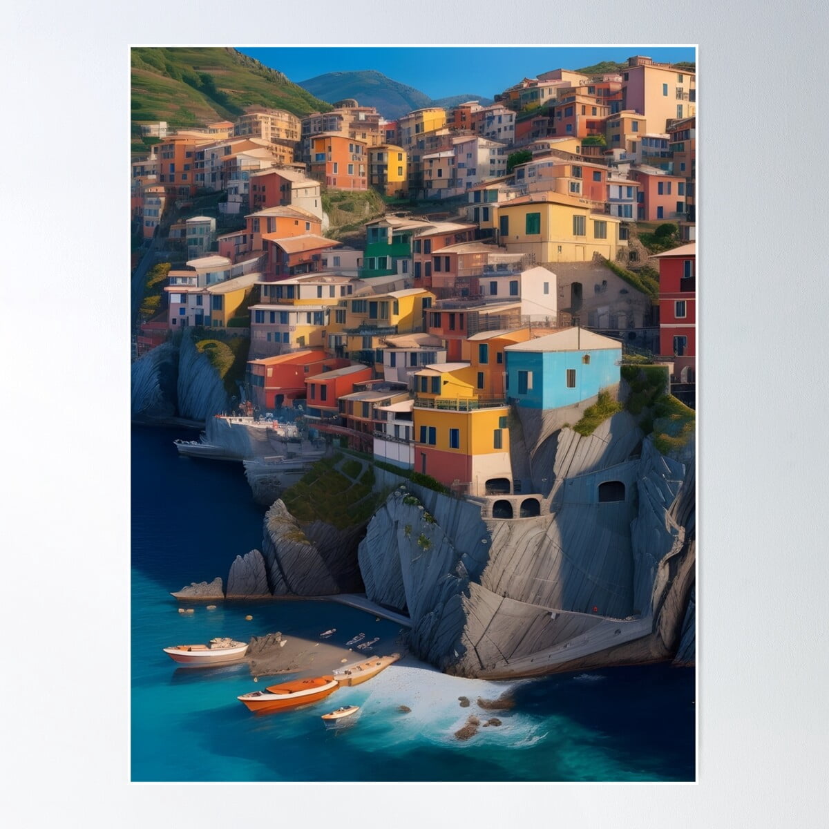 Manarola: A Quaint Coastal Canvas Of Colors Poster Wall Art, Modern ...