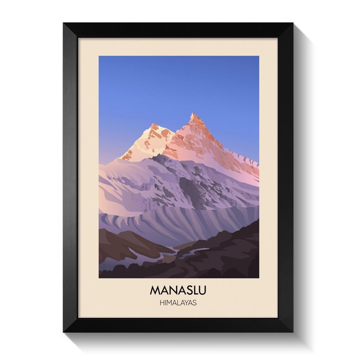 Manaslu Mountain Print – Nepal Travel Poster, Himalayas Wall Art, South ...