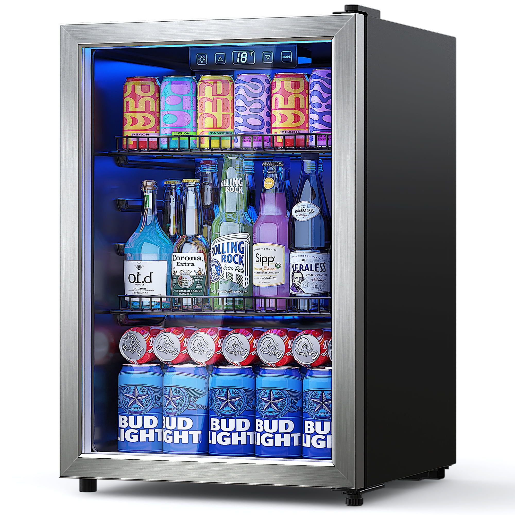 Manastin 100 Mini Fridge, 2.47 Cu.ft, Adjustable Shelves, Glass Door ...