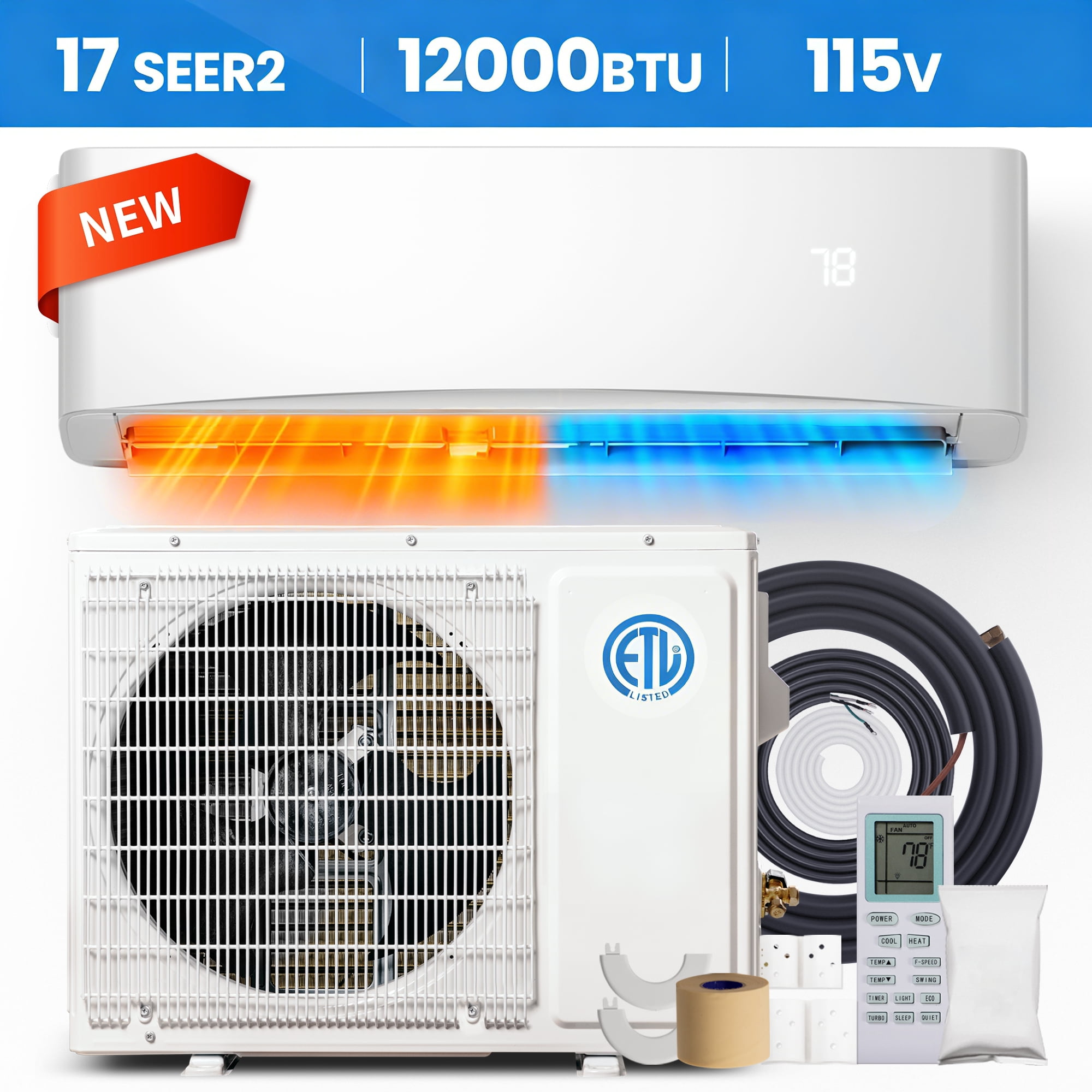 UrbanSync 12000 BTU Mini Split Air Conditioner & Heater with Inverter ...