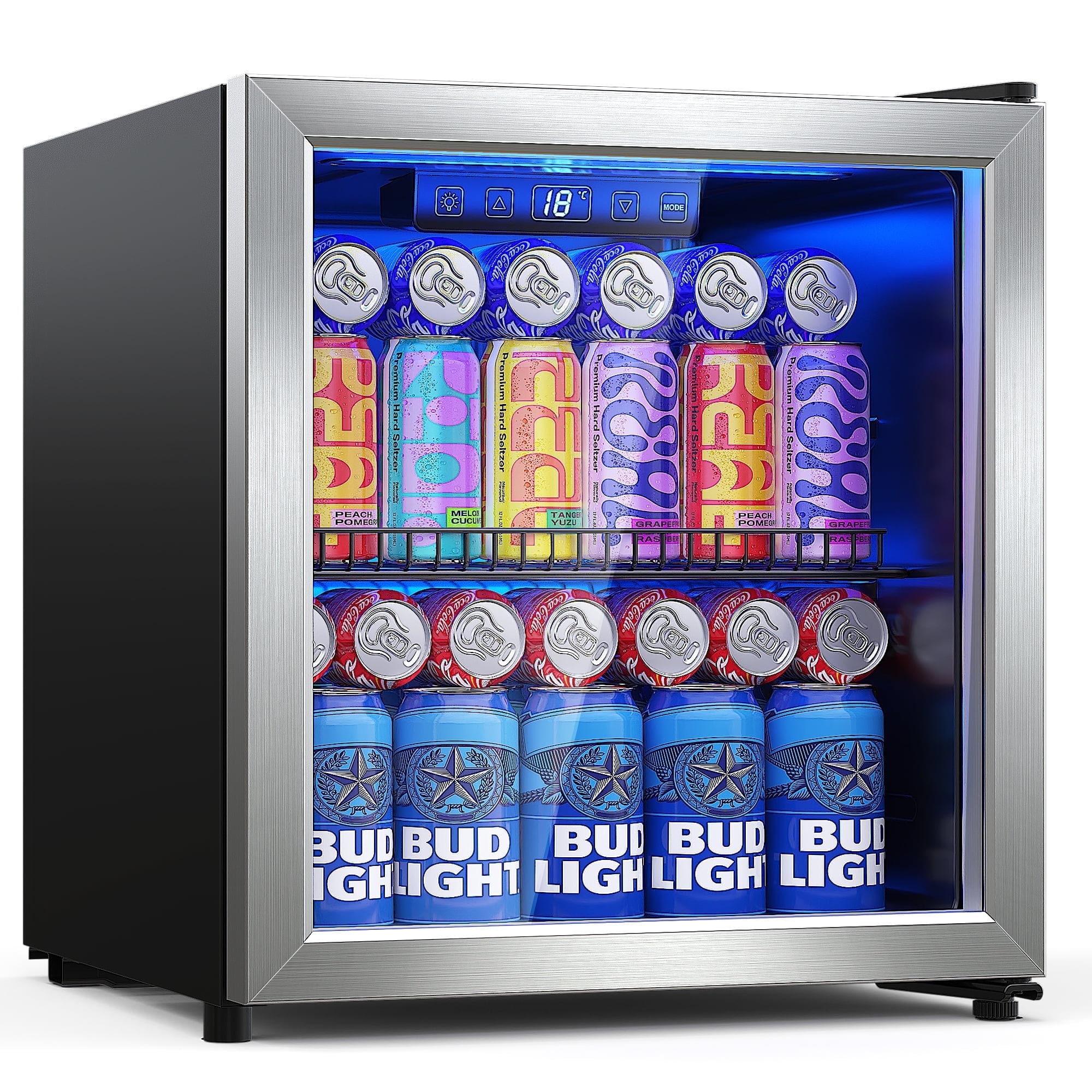 Manastin 65 Can Beverage Refrigerator Cooler 1.76 Cu.ft Mini Fridge ...