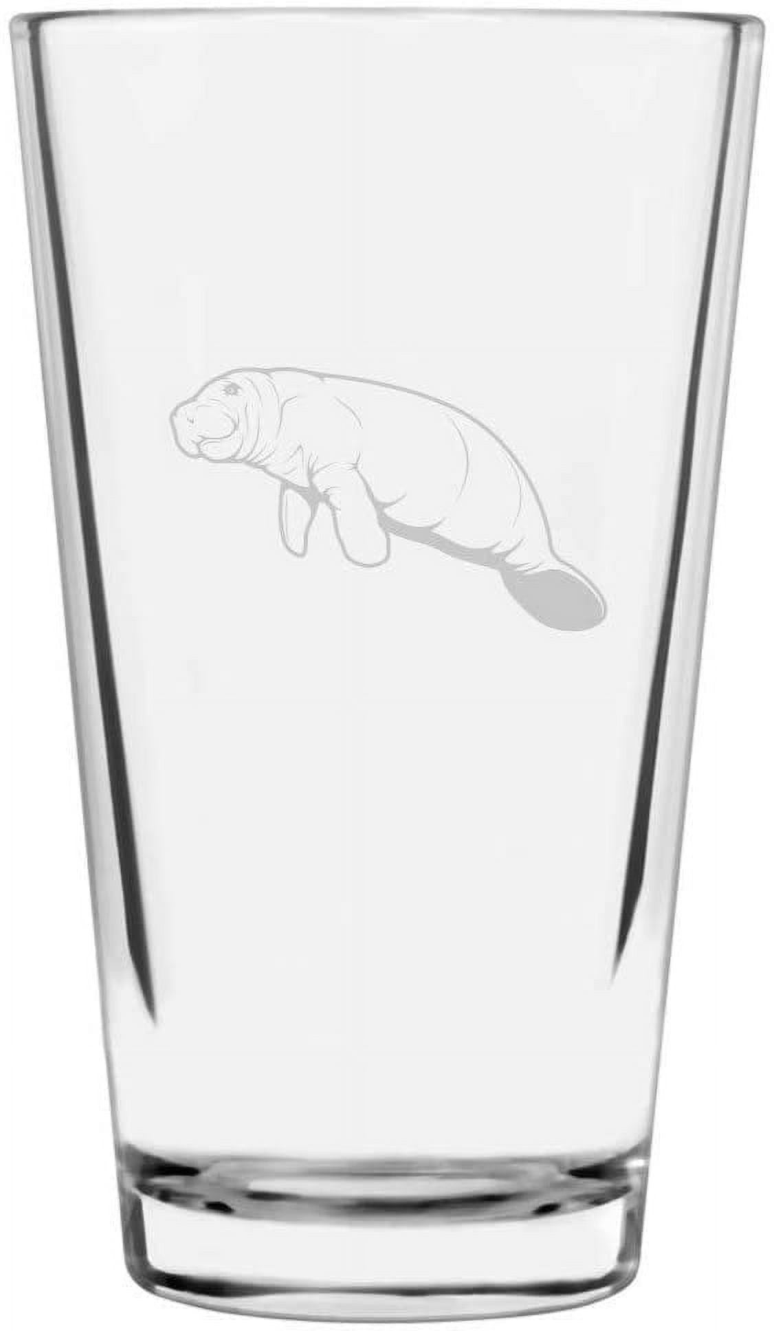 Manatee Body Zoo Animal Themed Etched All Purpose 16oz Libbey Pint ...
