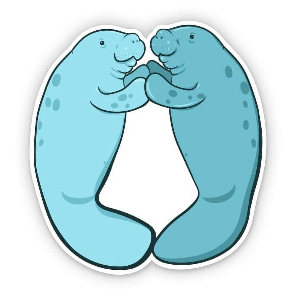 Manatee Couple in Love - 5" Vinyl Sticker - For Car Laptop I-Pad ...