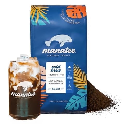 Manatee Gourmet Coffee, Cold Brew, Medium Roast, Ground, 2 lb ...