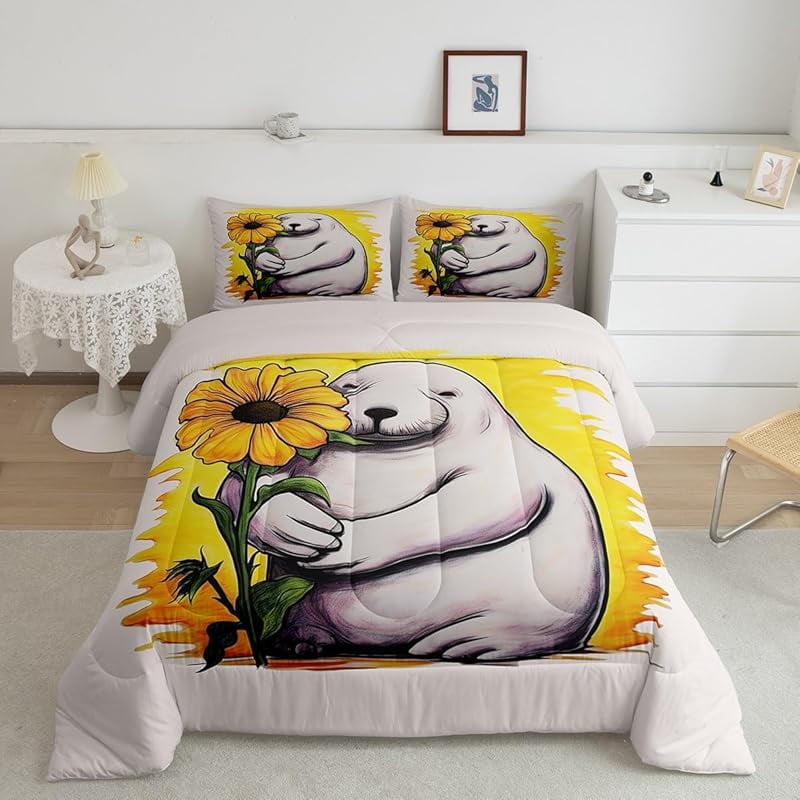 Manatee Lover Comforter Set Full Size, Underwater World Oasis Bedding ...