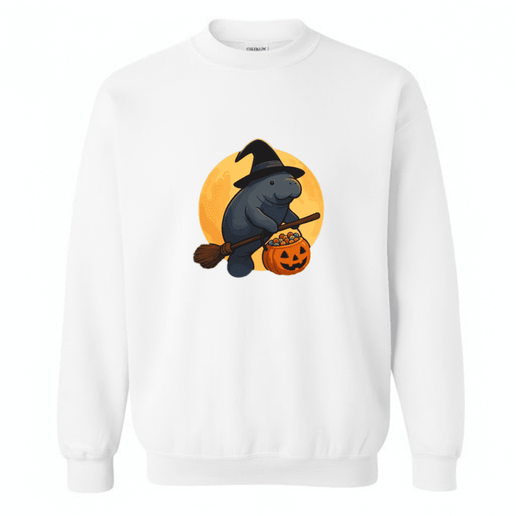 Manatee Magic Witch Hat Pumpkin Funny Halloween Sweatshirt, up to size ...