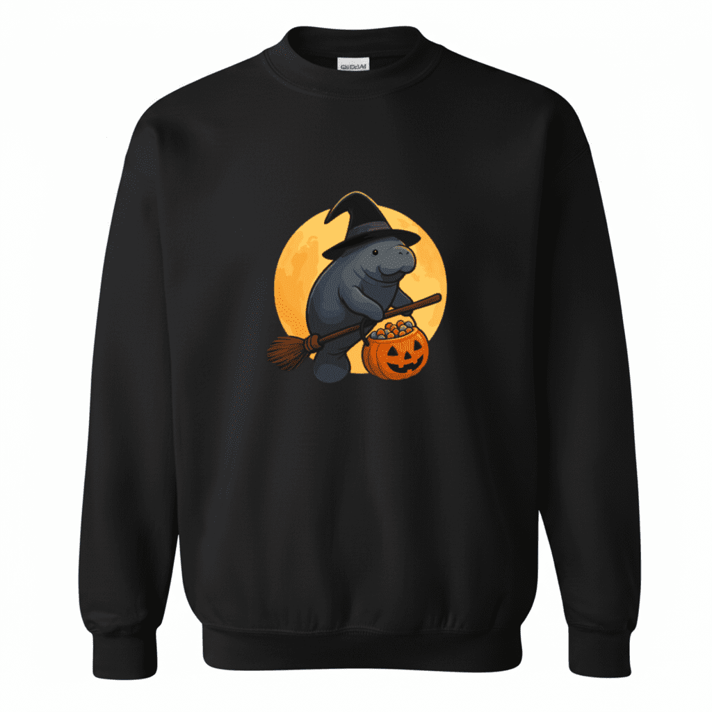 Manatee Magic Witch Hat Pumpkin Funny Halloween Sweatshirt, up to size ...